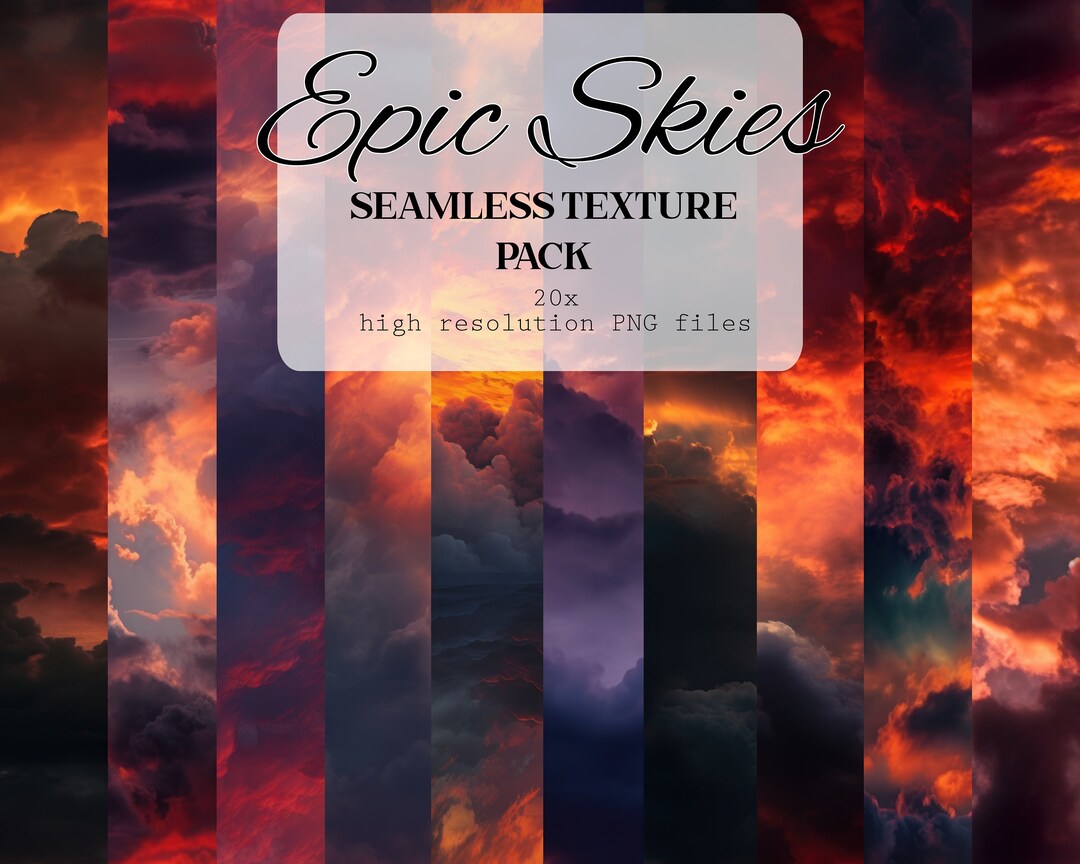 Epic Skies Seamless Texture Pack Stunning Sky Backgrounds for Digital ...