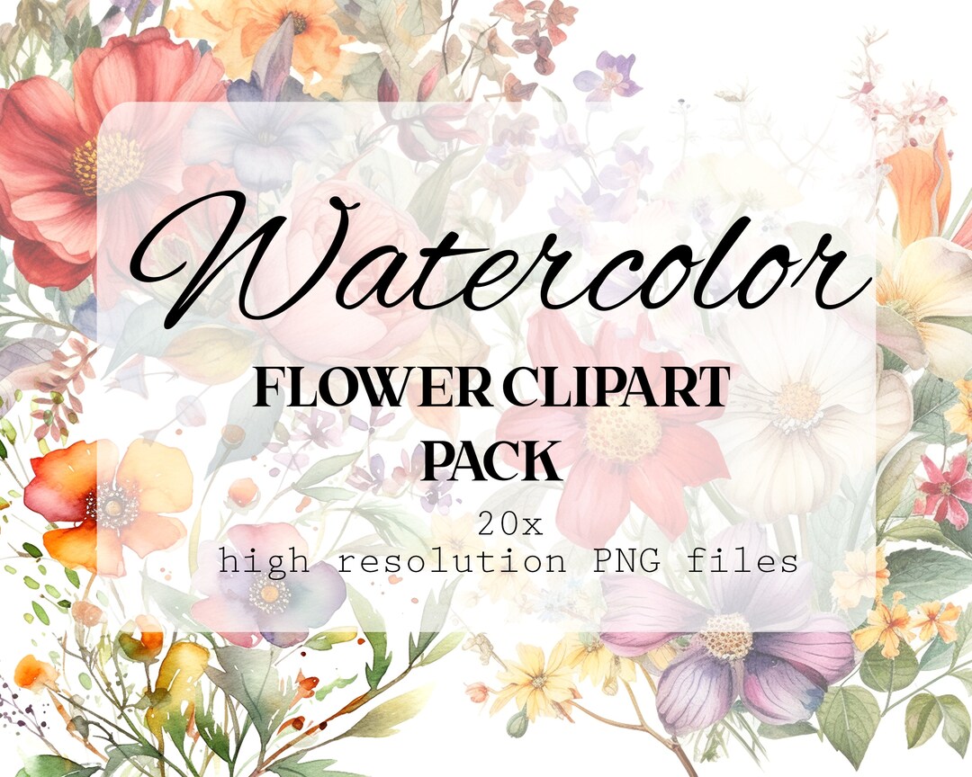 Watercolor Flower Clipart Pack - Hand-painted Floral Elements for DIY ...