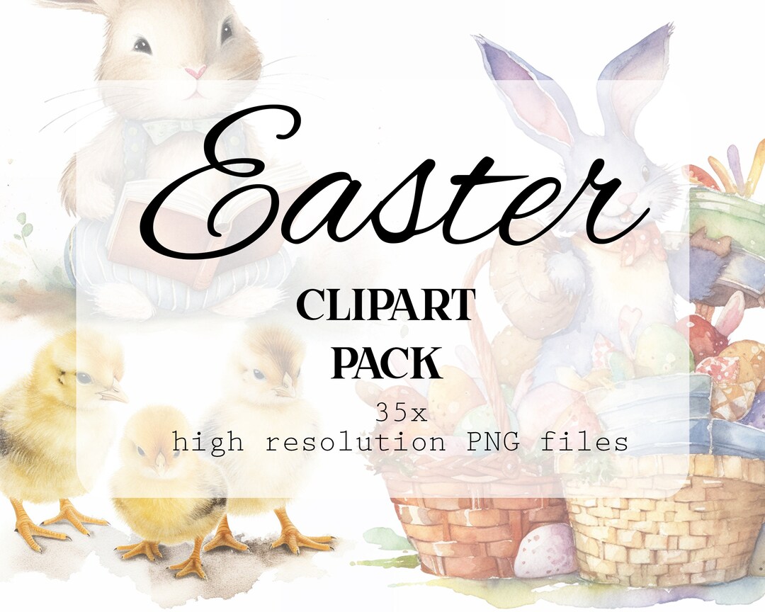 Delightful Easter Clipart Pack - Springtime Bunny and Egg Illustrations ...