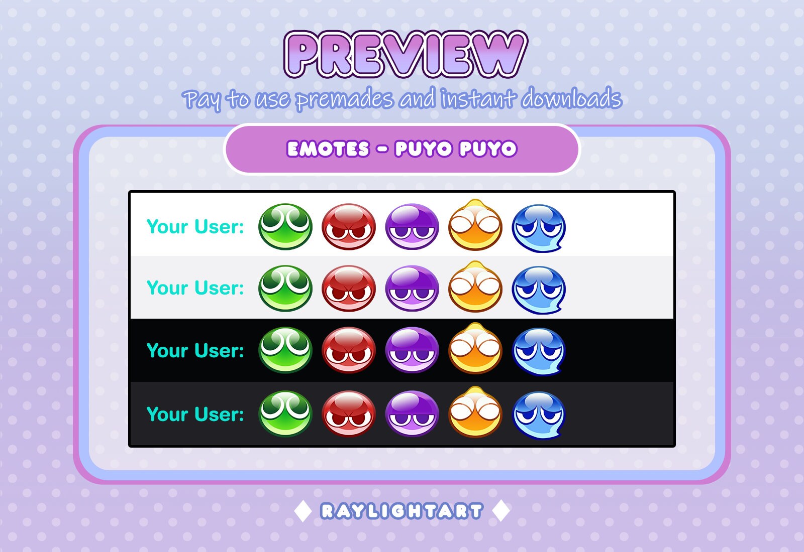 Puyo Puyo Game Premade Emotes for Twitch, Tiktok, Discord, Youtube ...