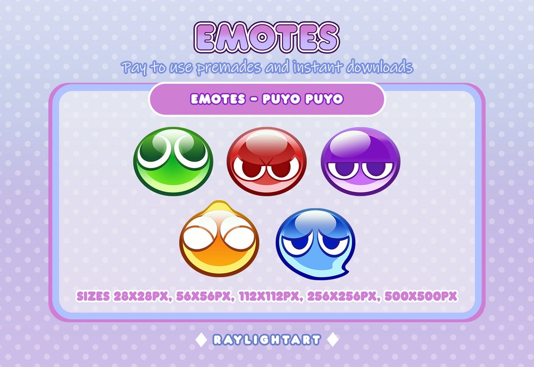 Puyo Puyo Game Premade Emotes for Twitch, Tiktok, Discord, Youtube ...