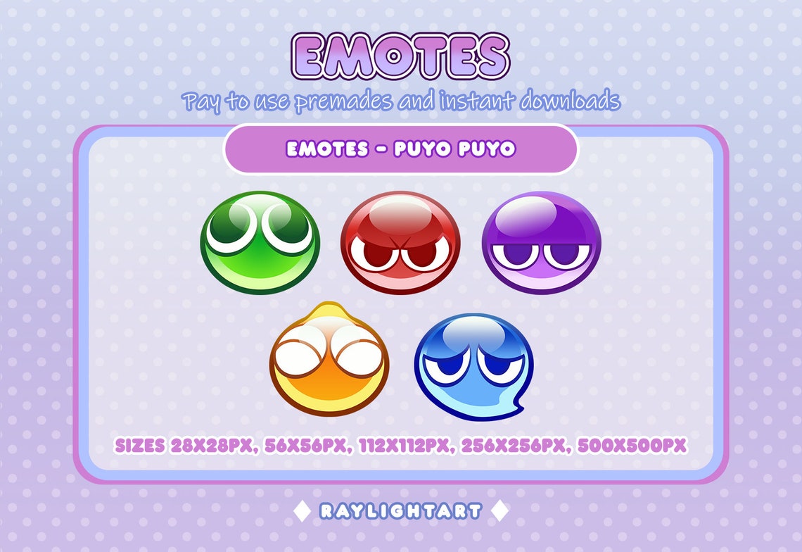 Puyo Puyo Game Premade Emotes for Twitch Tiktok Discord - Etsy