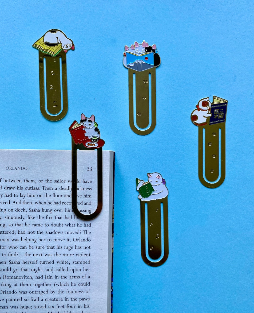 Cute Cartoon Cat Metal Bookmark, Kawaii Cat Bookmark for Students ...