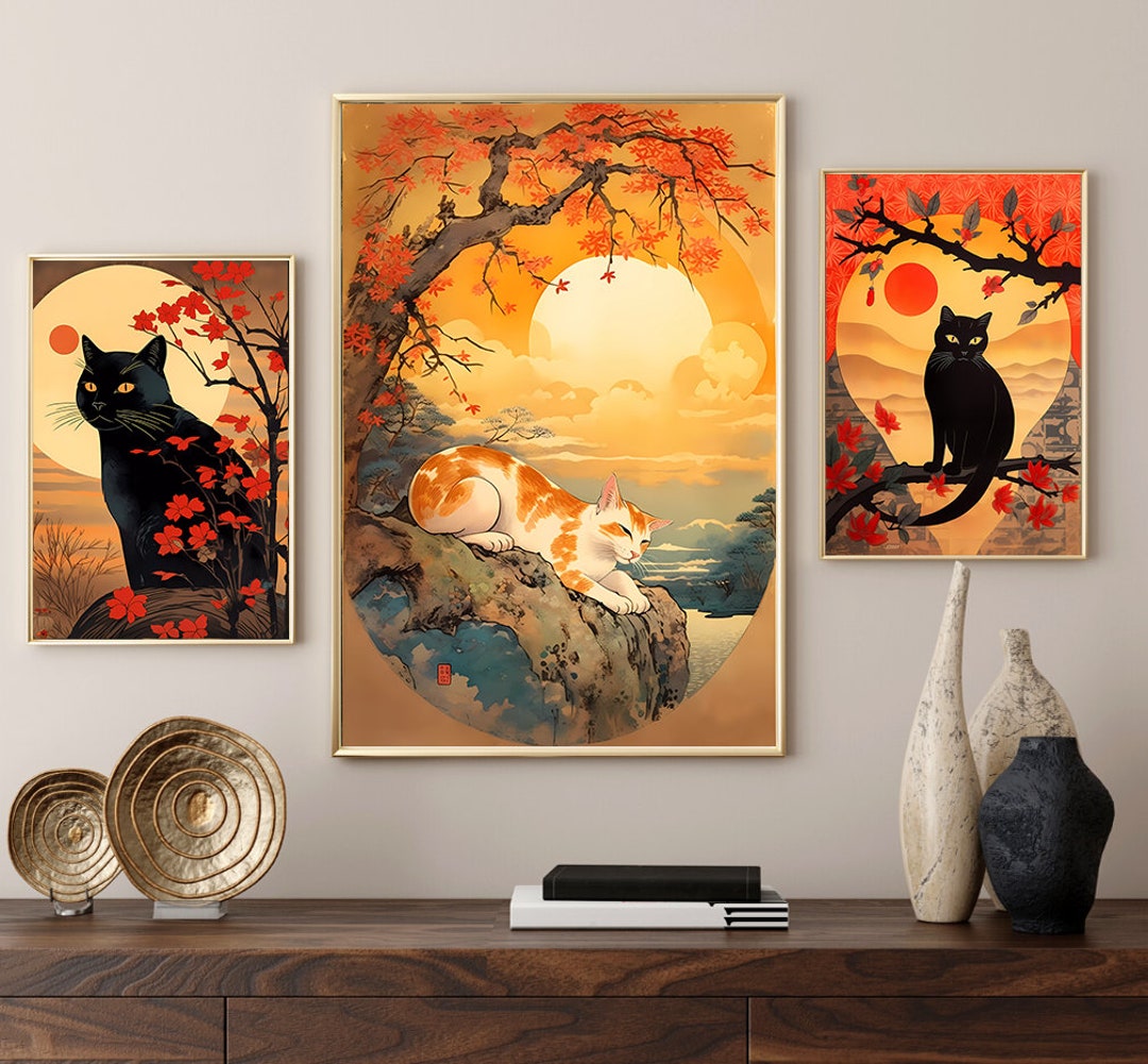 Bundle of 10 Japanese Cat Style Art Print, Japanese Artprint,high ...