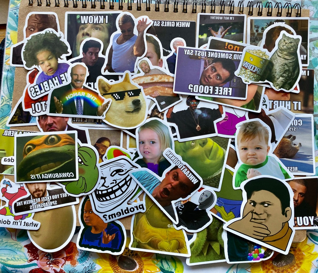 Pack of 40 or 20 High Quality Reusable Funny Internet Meme Stickers ...