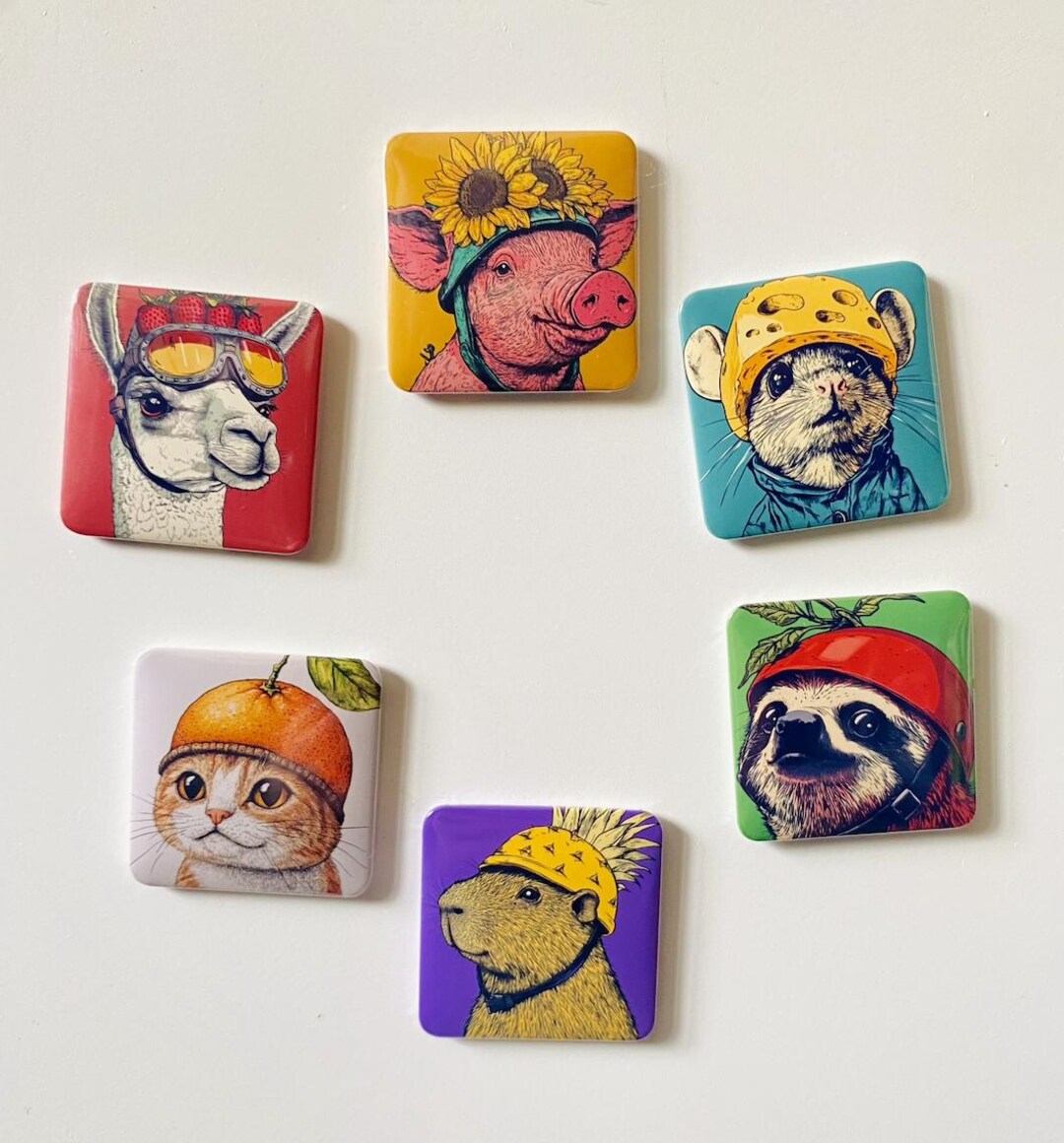 Whimsical Animal Magnet Set – Handmade Artisan Fridge Magnets - Etsy