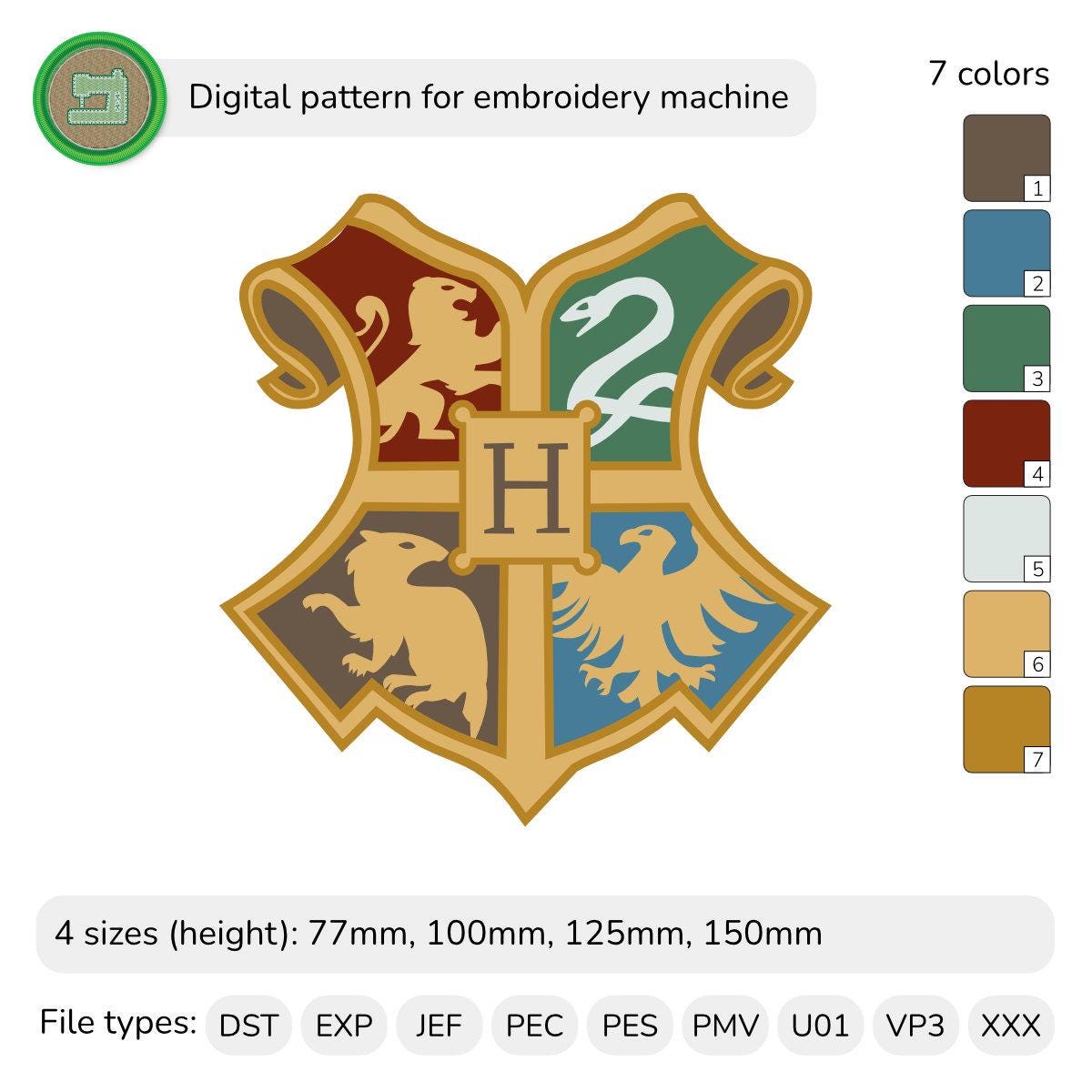 Wizard School Crest - Machine Embroidery File - Etsy