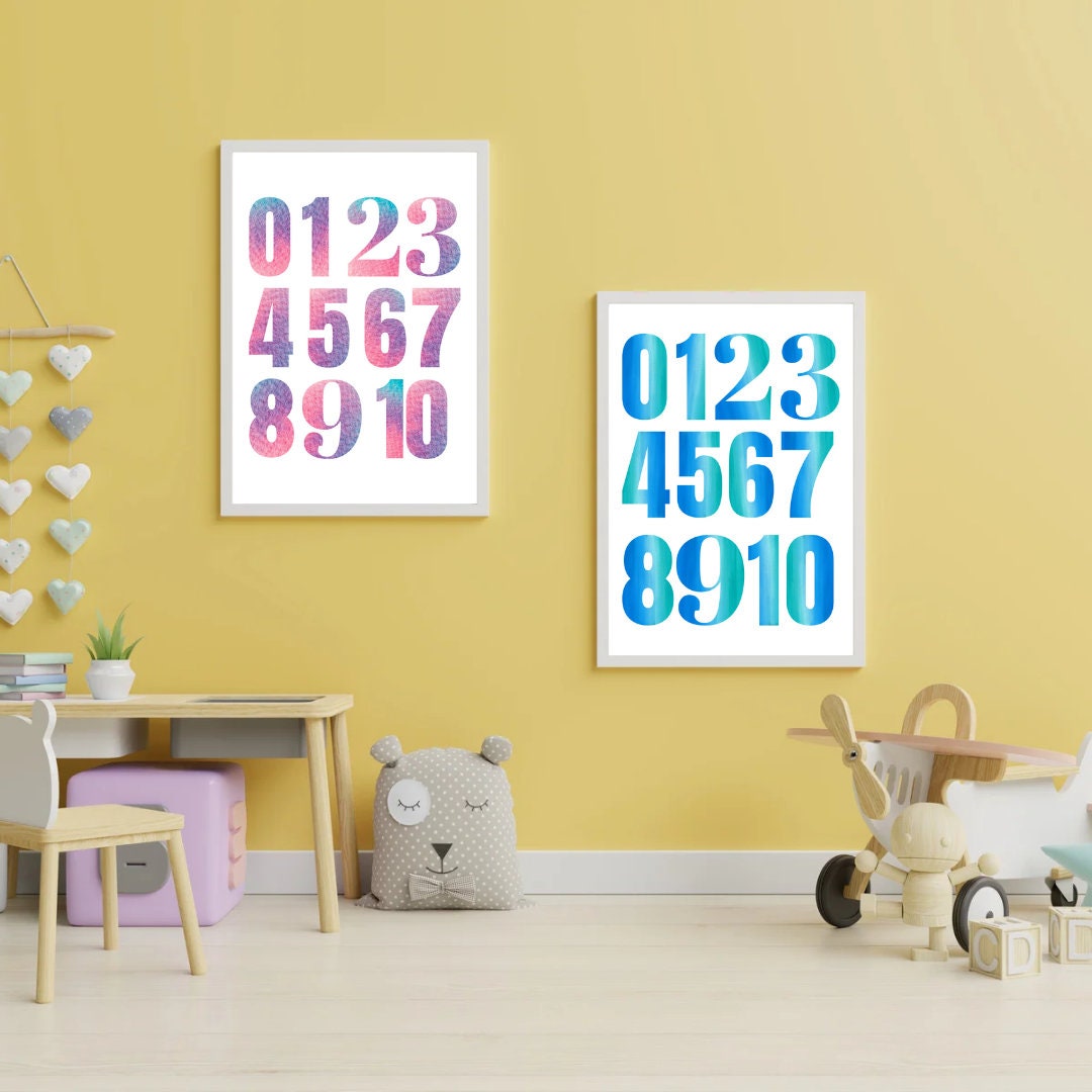 Numbers Poster, Numbers Poster to Print, Number Poster Children's Room ...