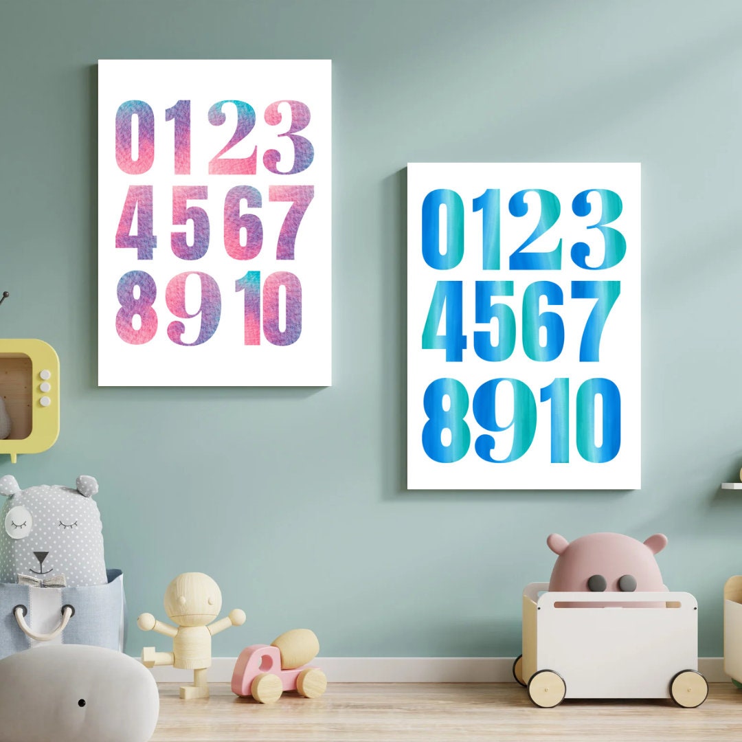 Numbers Poster, Numbers Poster to Print, Number Poster Children's Room ...