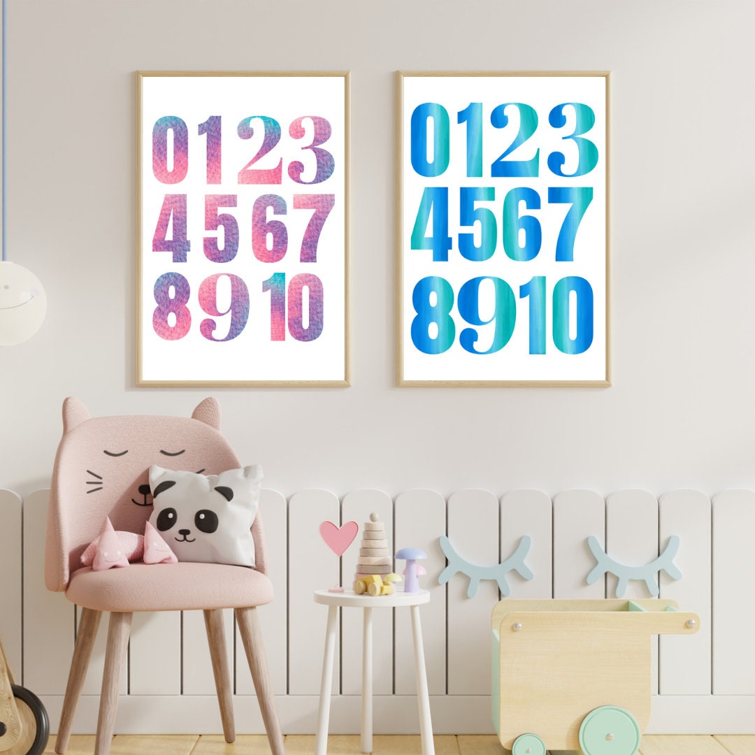 Numbers Poster, Numbers Poster to Print, Number Poster Children's Room ...