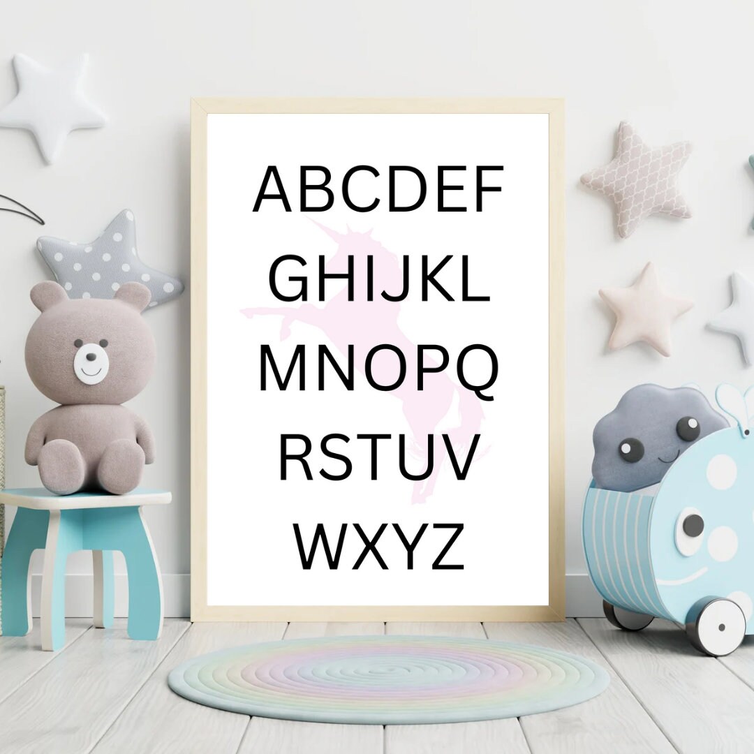 Abc Poster, Abc Poster Kids, Abc Poster Unicorn, Abc Poster Printable ...