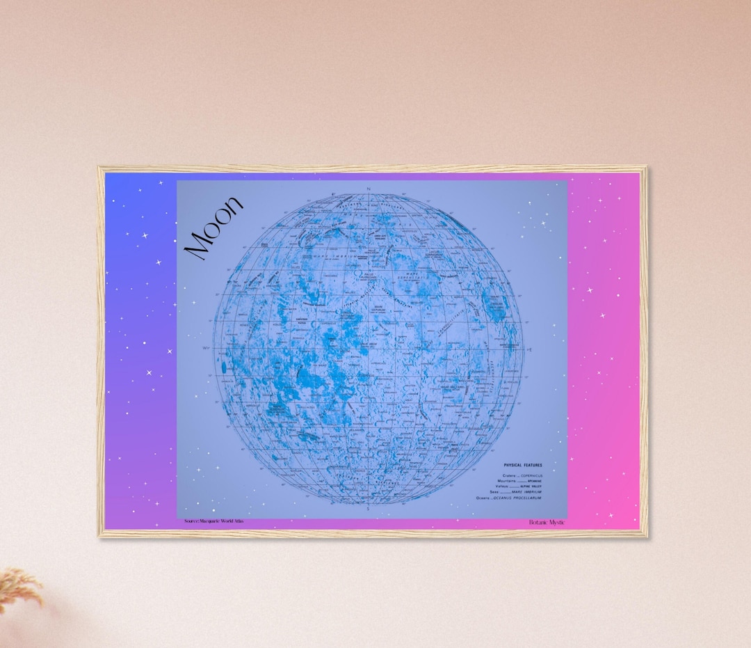 Printable Moon Poster Kids Bedroom Nursery Decor Digital Download Wall ...