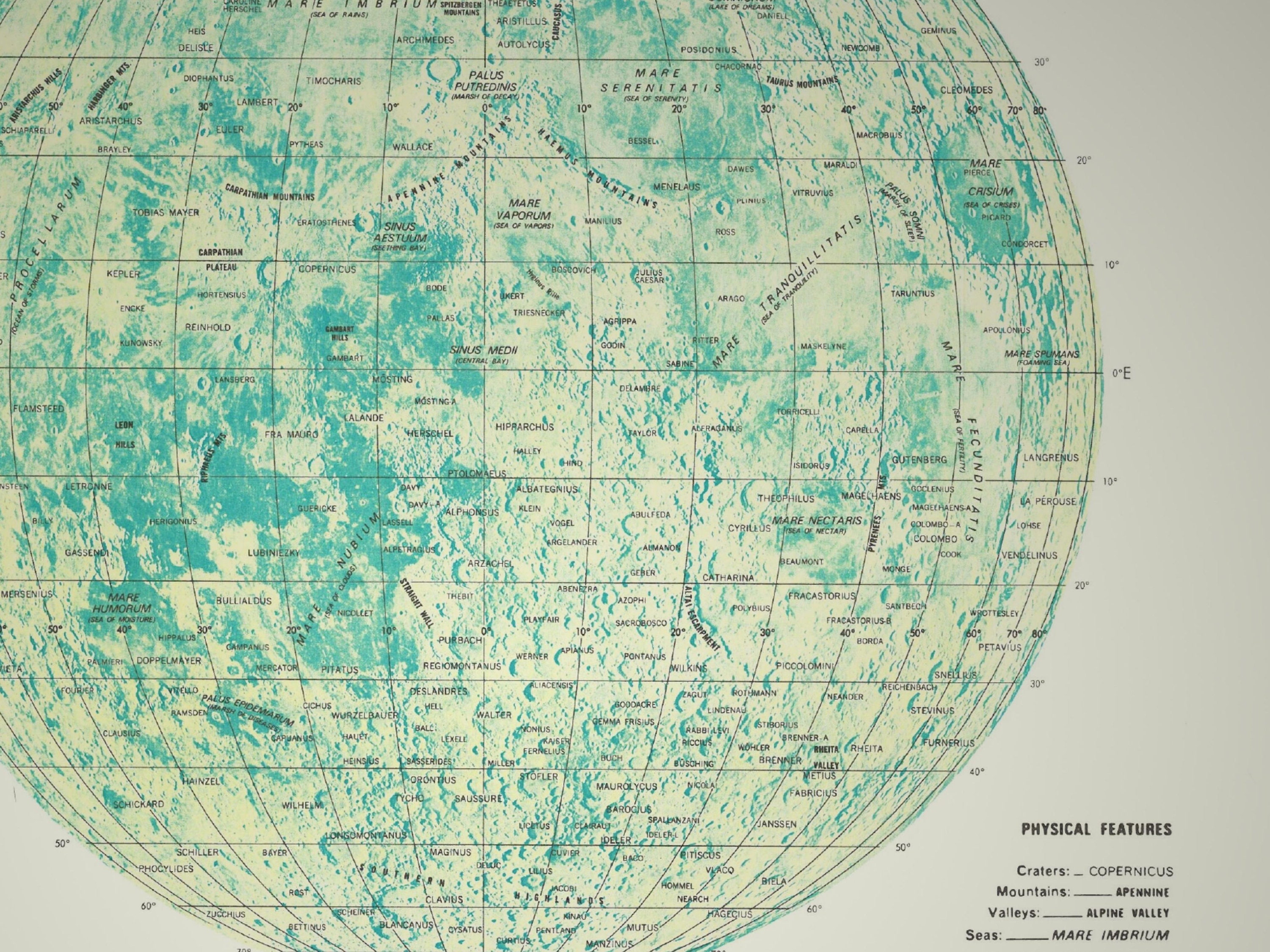 Printable Moon Map Poster Vintage Digital Download Wall Art - Etsy