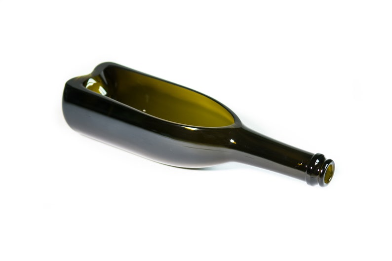 Recycled Wine Bottle Serving Dish, Artsy Green Glassware, Unique ...