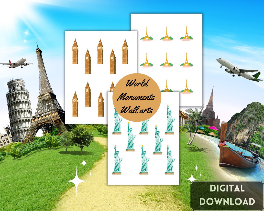 WORLD MONUMENTS Clip Art SVG Doodle Vector Icons. Traveling - Etsy