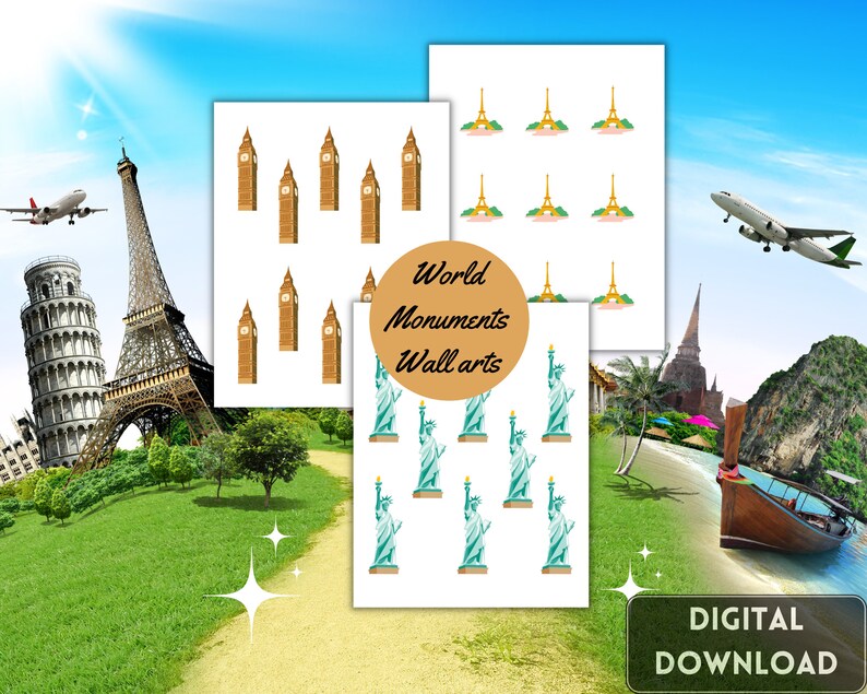 WORLD MONUMENTS Clip Art SVG Doodle Vector Icons. Traveling - Etsy