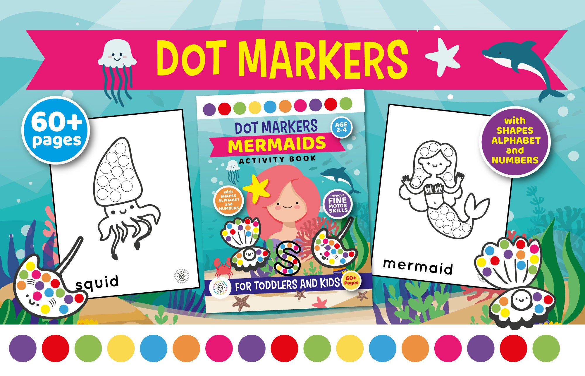 Mermaids Dot Markers Coloring Pages, Digital Download, Dot Markers ...
