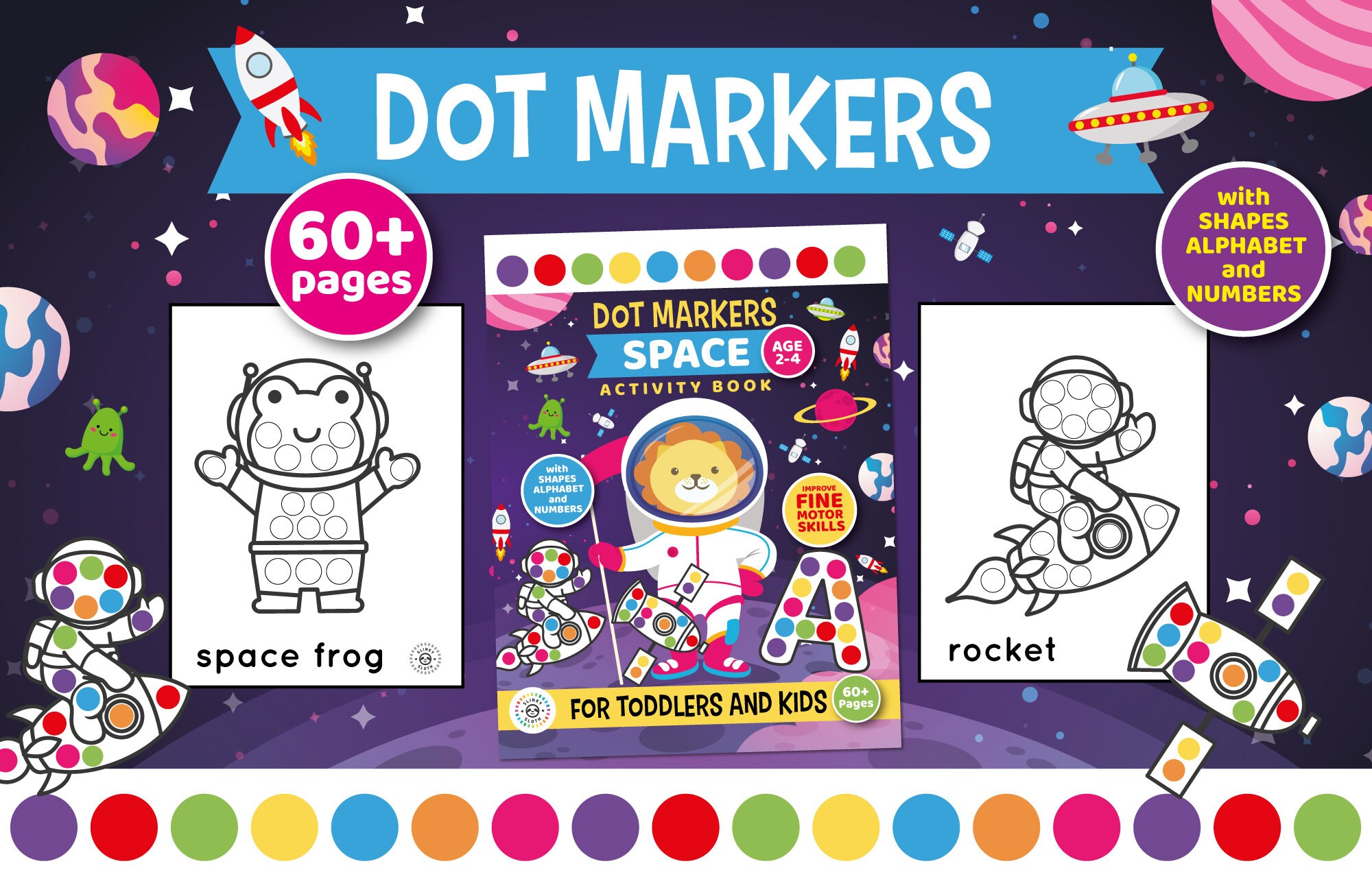 Dot Markers Coloring Pages Space Dot Markers Activity Book - Etsy