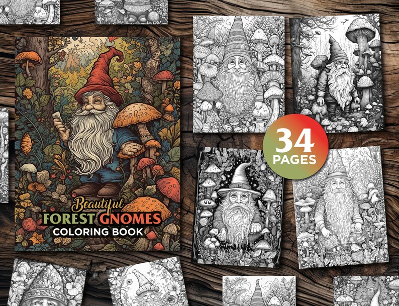 Beautiful Gnomes Coloring Pages Instant Download Coloring - Etsy