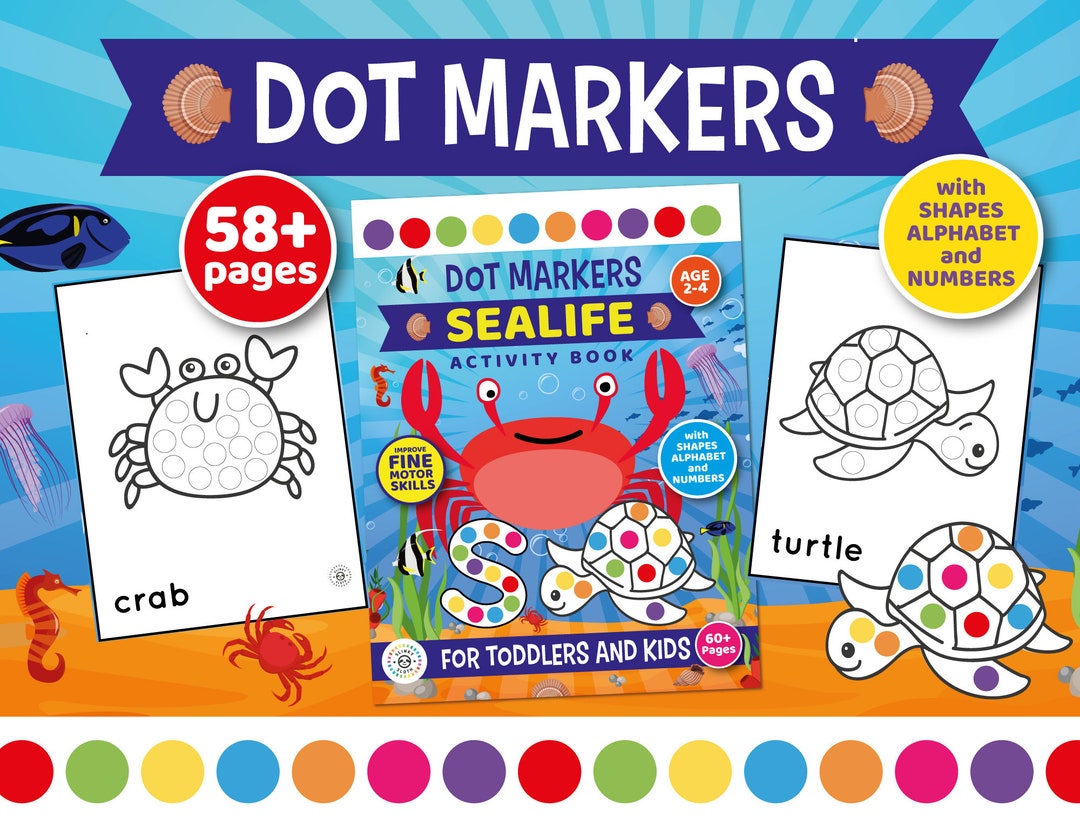 Dot Markers Coloring Pages, Sealife Dot Markers Activity Book, Digital ...