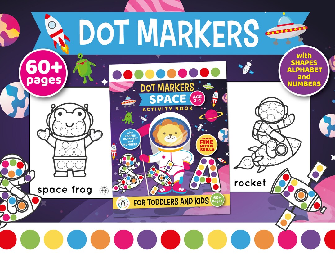 Dot Markers Coloring Pages, Space Dot Markers Activity Book, Digital ...