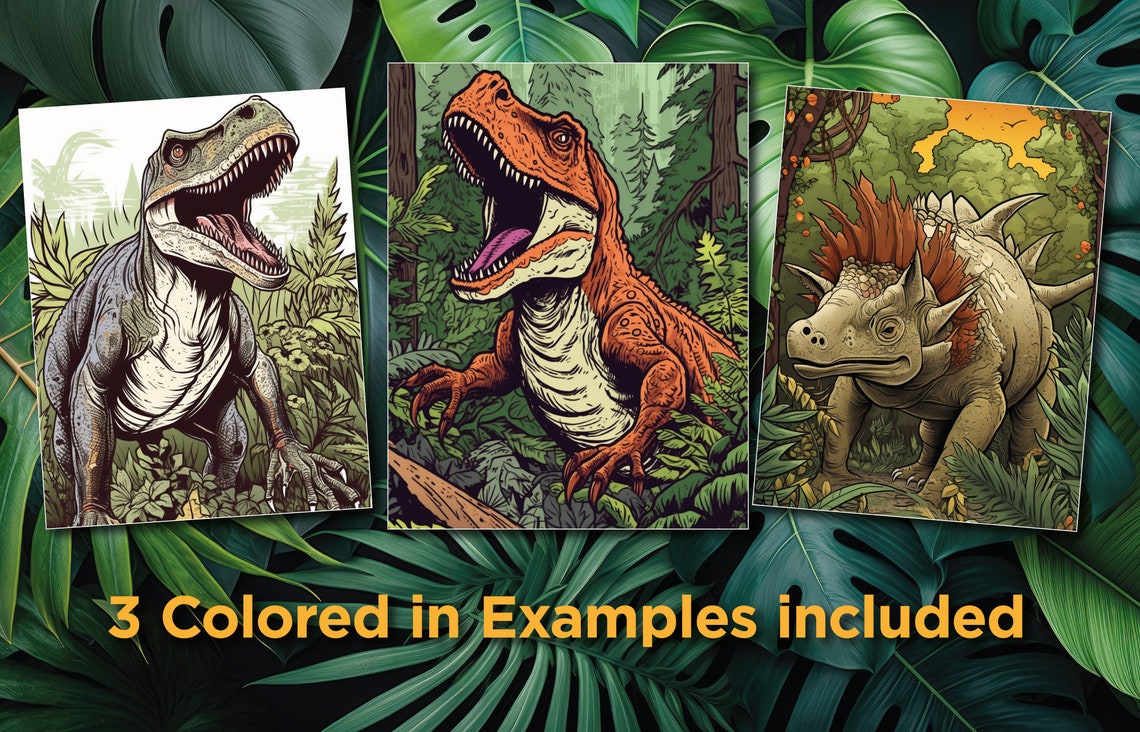 Dinosaur Coloring Pages | Sheets | Instant Download | Grayscale ...