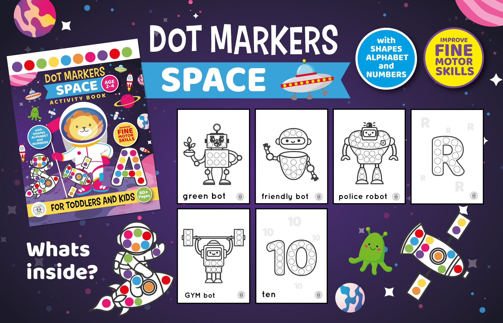 Dot Markers Coloring Pages Space Dot Markers Activity Book - Etsy