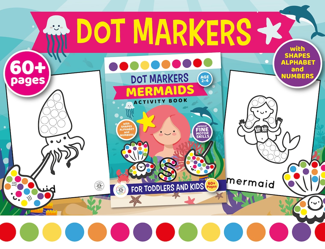 Mermaids Dot Markers Coloring Pages, Digital Download, Dot Markers ...