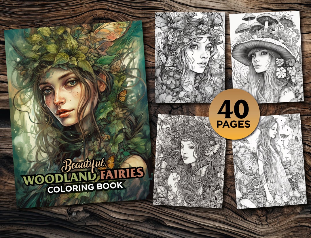 Beautiful Forest Fairy Girls Fantasy Coloring Sheets, Instant Download ...