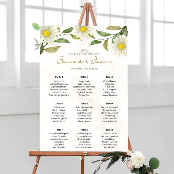 Sun Seating Chart Template - Etsy