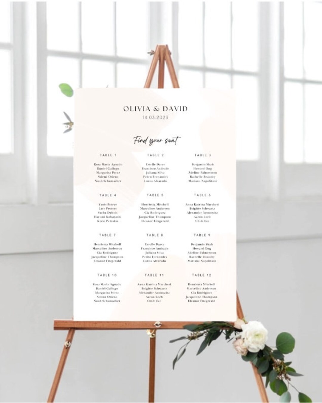 RILEY Editable Seating Chart, Tableau Mariage, Digital Template ...
