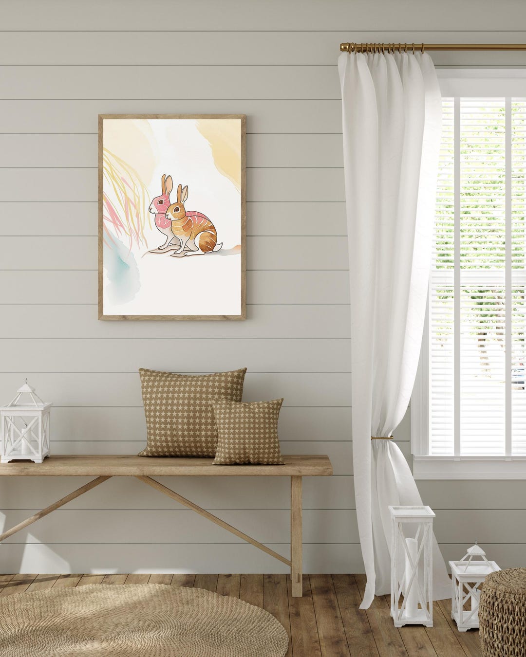 Minimalist Rabbits Watercolor Printable Wall Art,instant Digital ...