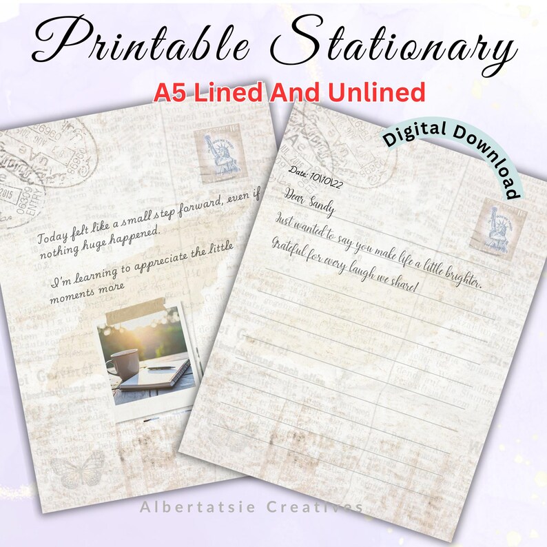 Vintage Newspaper Style Writing Sheets | Printable | Stationery | A5 ...