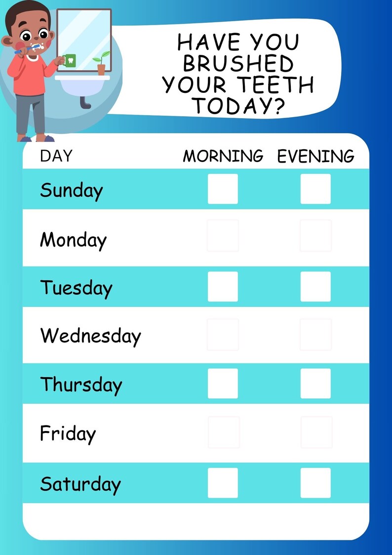 Printable Sheet/boys Weekly Task Sheet: Keep Those Smiles Sparkling ...