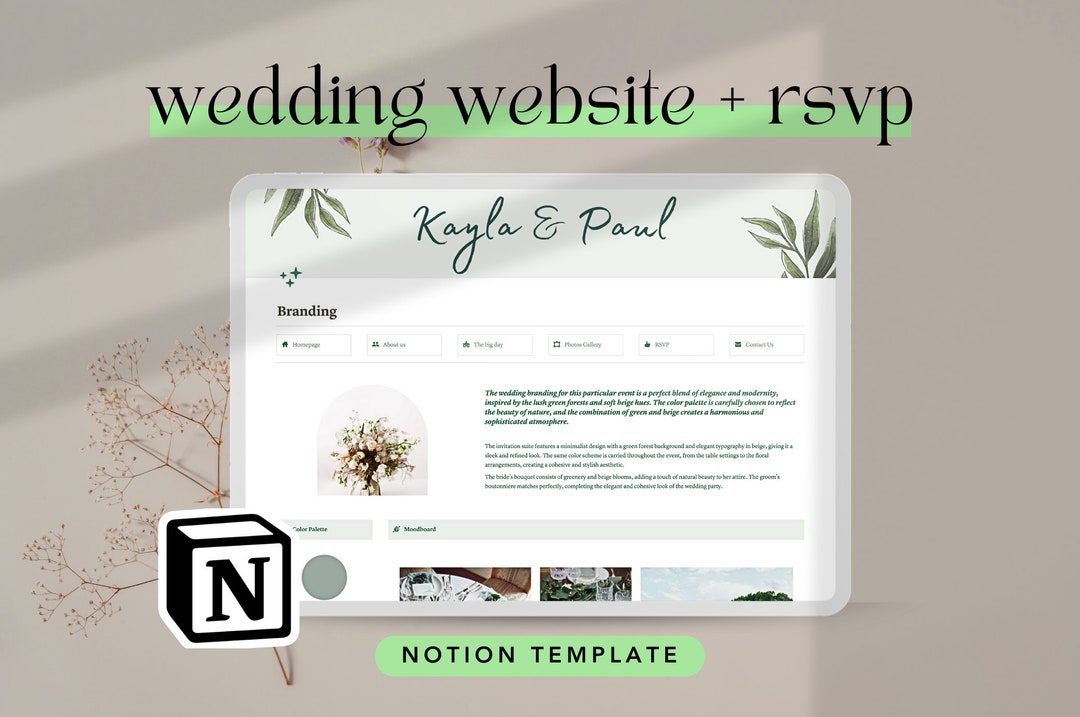 Wedding Website Notion Template | Digital Invitation | RSVP With ...