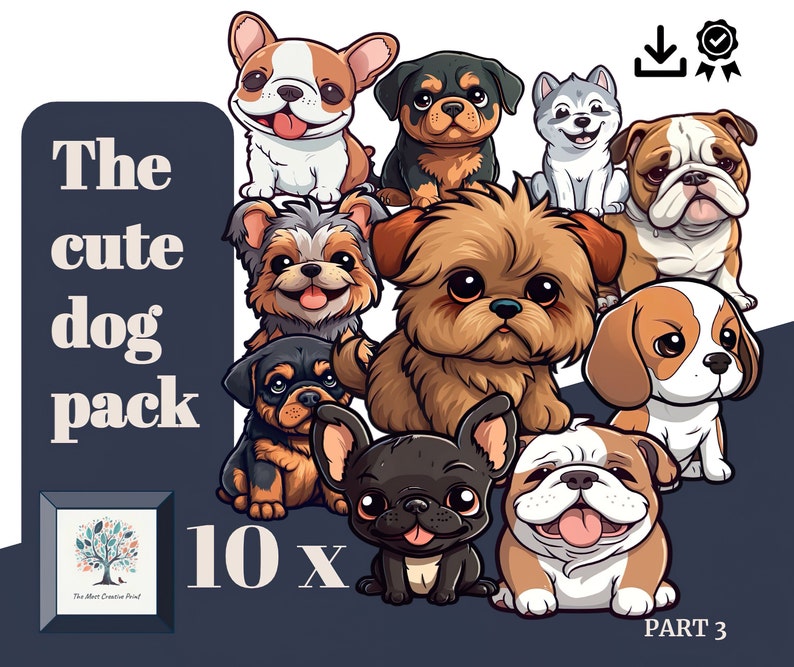 Cute Dogs Clipart Bundle Dog Vector Style Digital Art Set Puppy PNG SVG ...