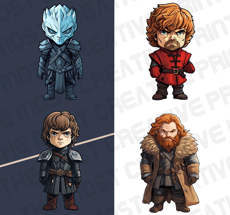 GOT Sticker PNG Pack Chibi Vector Style Clipart Bundle of 19 Game of ...