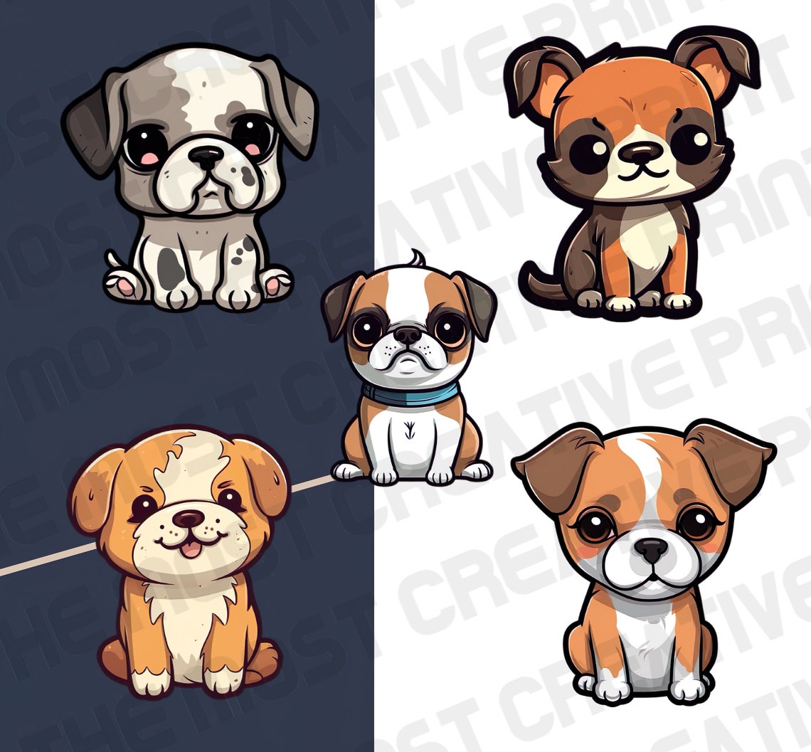 Cute Dogs Clipart Bundle Dog Vector Style Digital Art Set Puppy PNG SVG ...