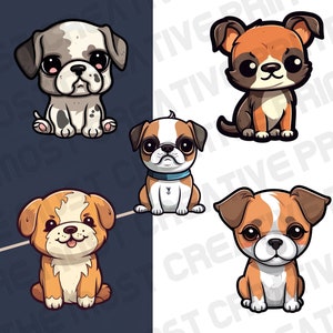 Cute Dogs Clipart Bundle Dog Vector Style Digital Art Set Puppy PNG SVG ...