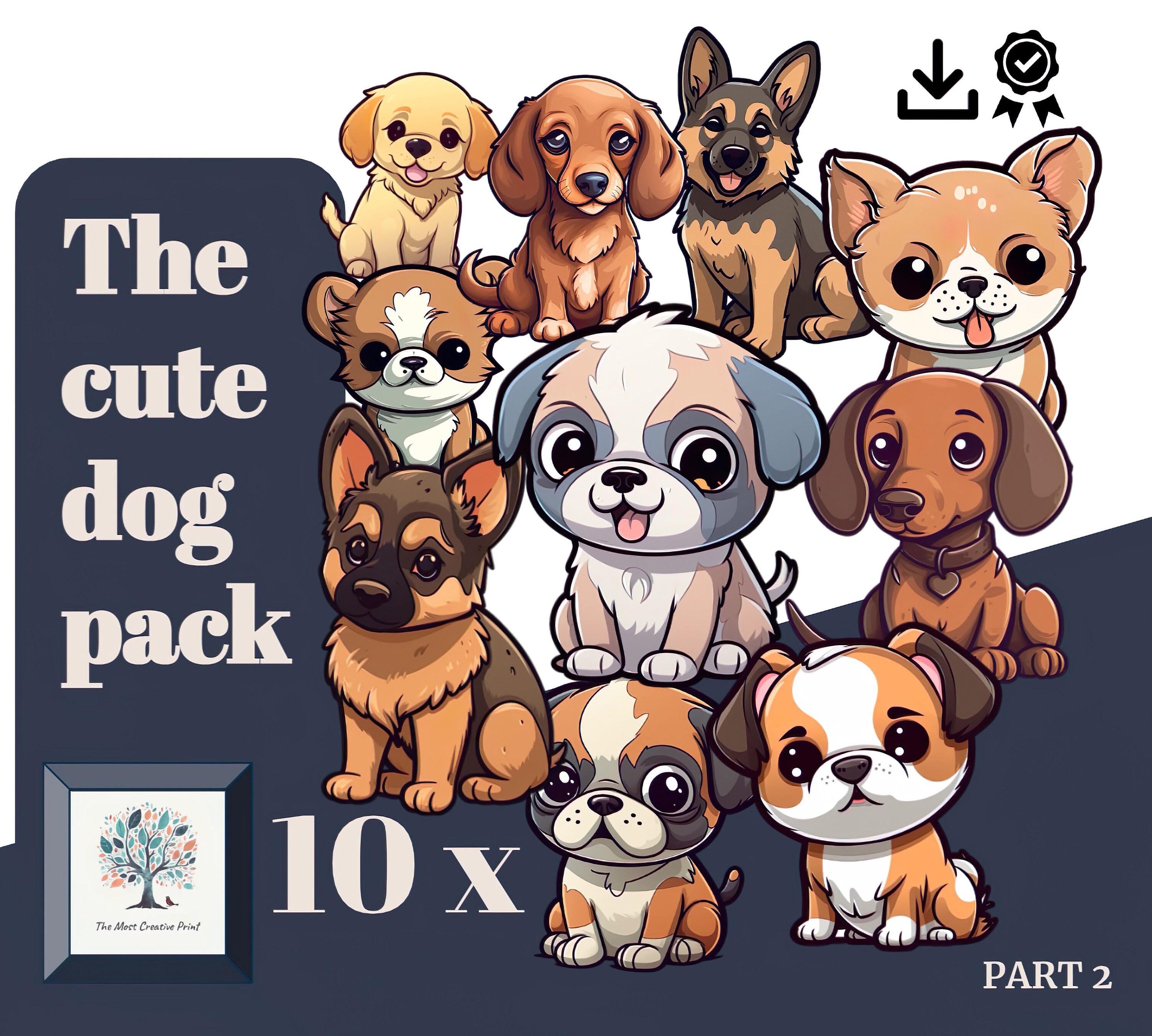 Cute Dogs Clipart Bundle Adorable Puppy PNG SVG Pack Digital Art Vector ...