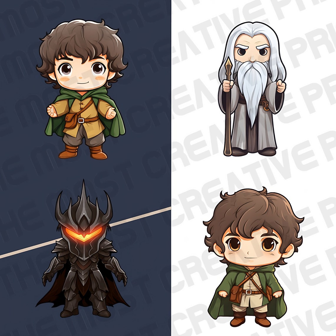 Lord of the Rings Sticker PNG Pack Clipart Vector Style Bundle 14 LOTR ...