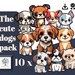 Cute Dogs Clipart Bundle Dog Vector Style Digital Art Set Puppy PNG SVG ...