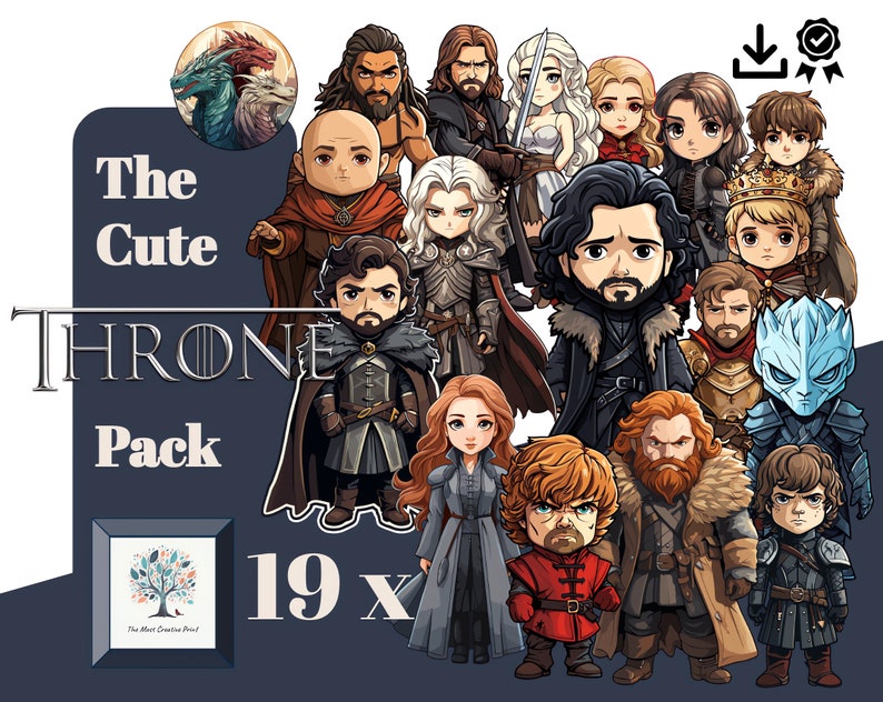GOT Sticker PNG Pack Chibi Vector Style Clipart Bundle of 19 Game of ...