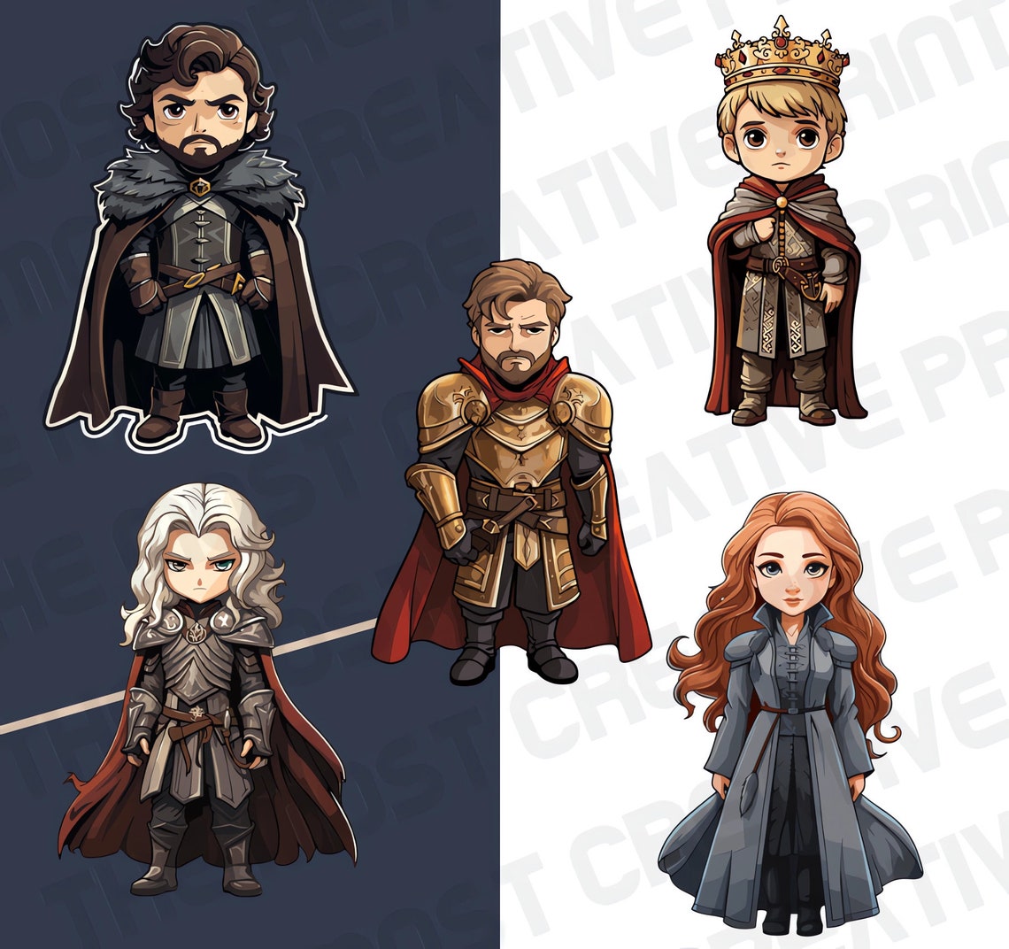 GOT Sticker PNG Pack Chibi Vector Style Clipart Bundle of 19 Game of ...