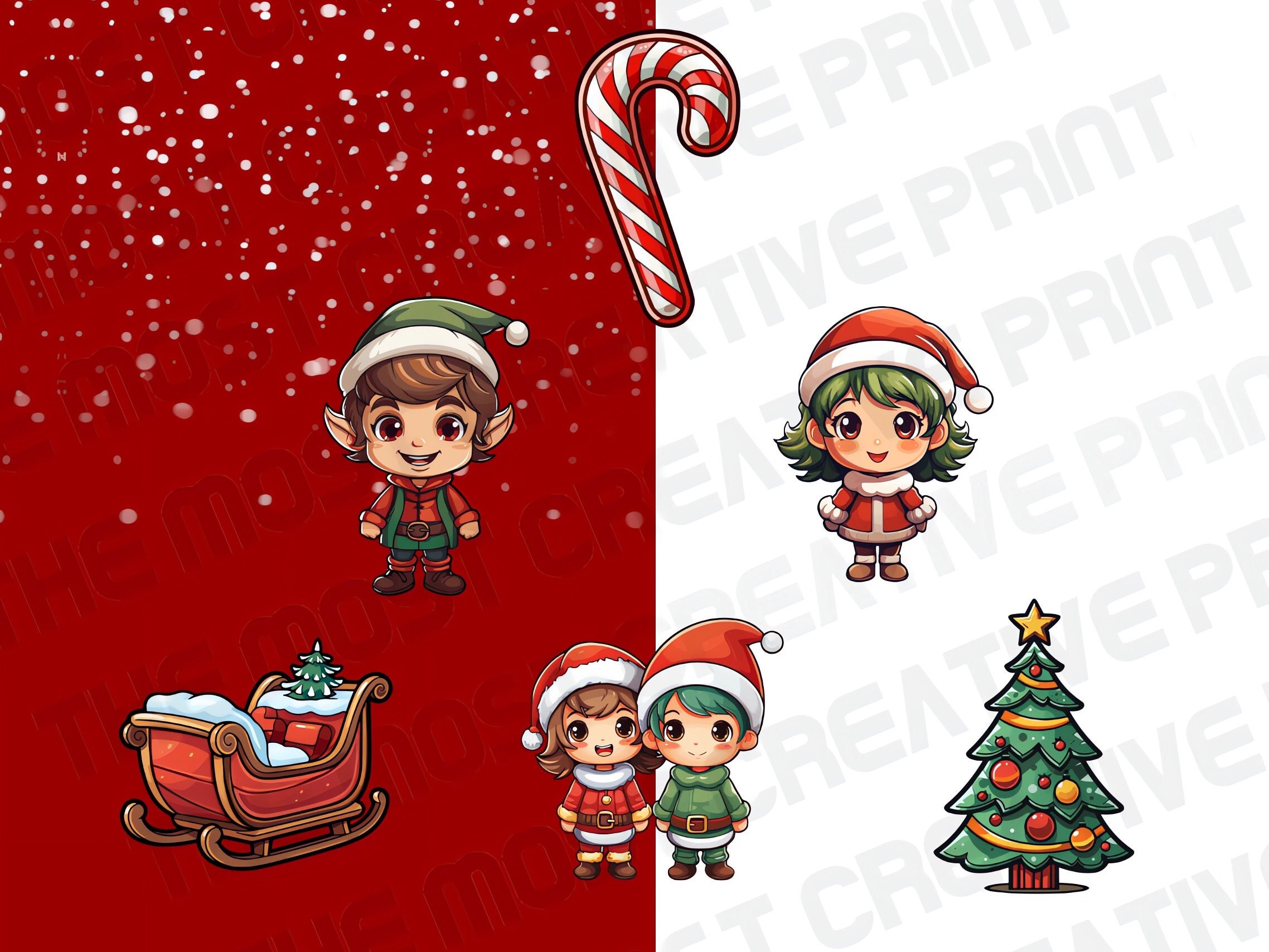 Christmas Sticker PNG Pack Cute Chibi Clipart Vector Style Bundle 27 ...