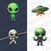 Alien Sticker PNG Pack Chibi Cute Vector Clipart Bundle of 15 UFO ...