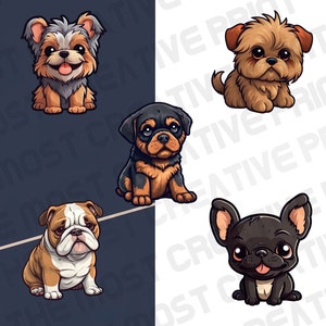 Cute Dogs Clipart Bundle Dog Vector Style Digital Art Set Puppy PNG SVG ...