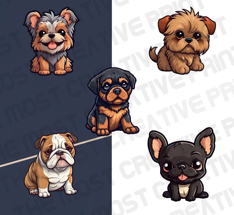 Cute Dogs Clipart Bundle Dog Vector Style Digital Art Set Puppy PNG SVG ...