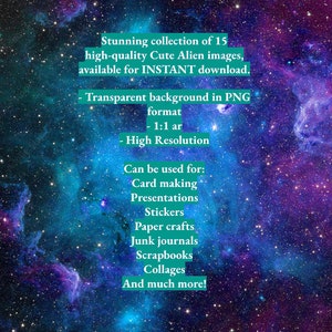 Alien Sticker PNG Pack Chibi Cute Vector Clipart Bundle of 15 UFO ...