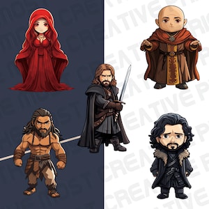 GOT Sticker PNG Pack Chibi Vector Style Clipart Bundle of 19 Game of ...